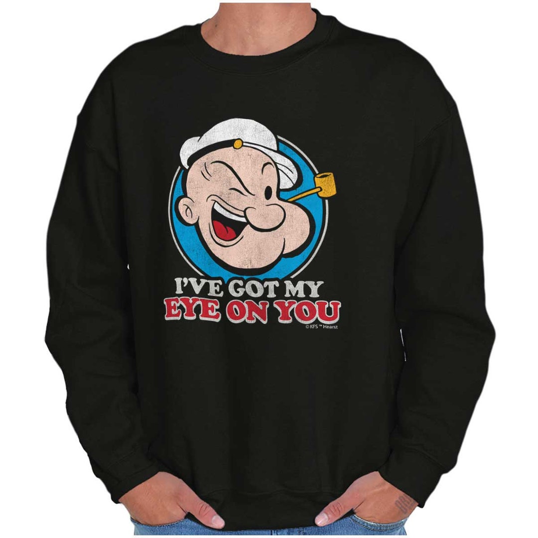 Vintage Cartoon Retro Popeye Character Funny Womens or Mens Crewneck ...