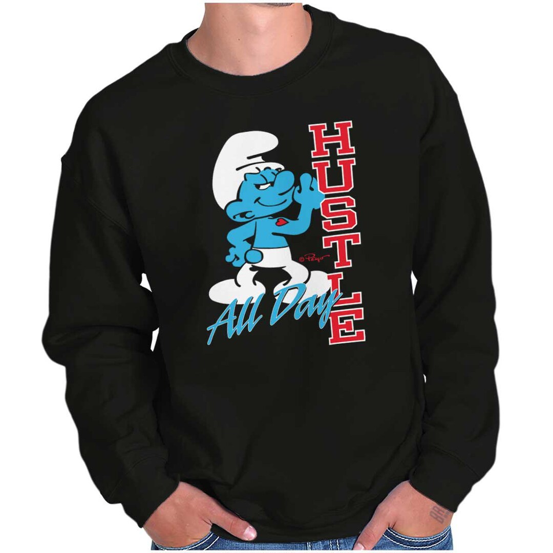Hefty Smurf Hustle All Day Workout Womens or Mens Crewneck Sweatshirt ...