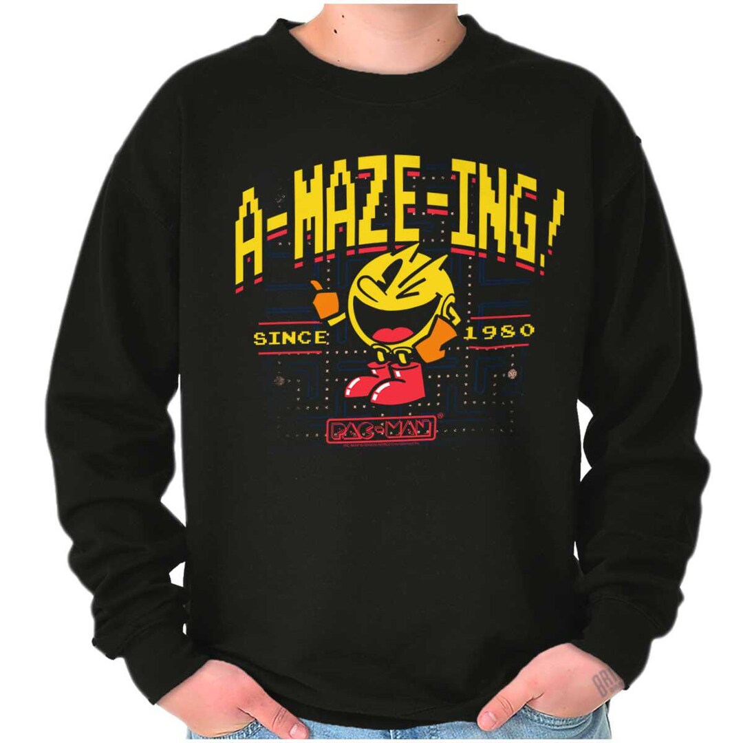 1980 Arcade Game PACMAN A-maze-ing Womens or Mens Crewneck Sweatshirt ...