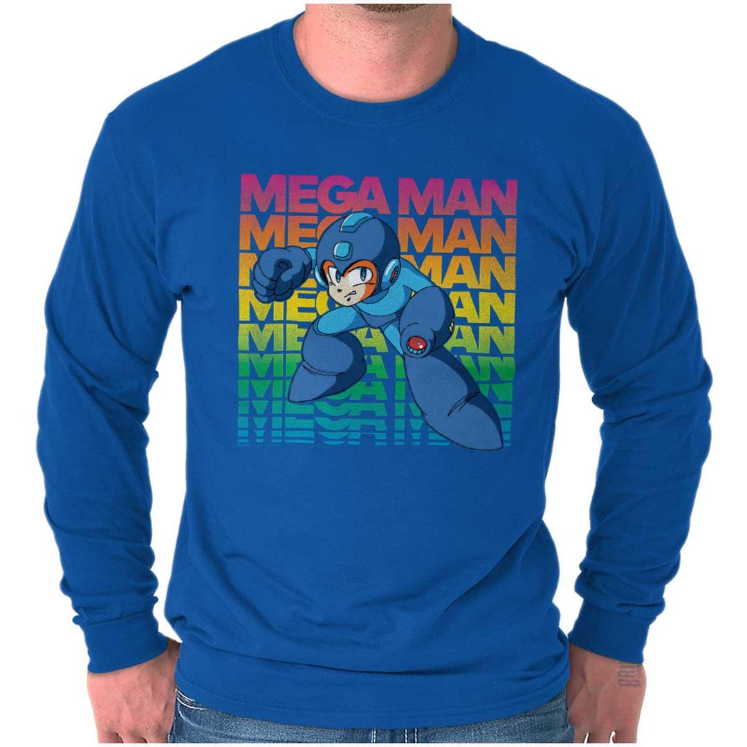 Mega Man 90s Classic Anime Cartoon Character Long Sleeve Tshirt for Men ...
