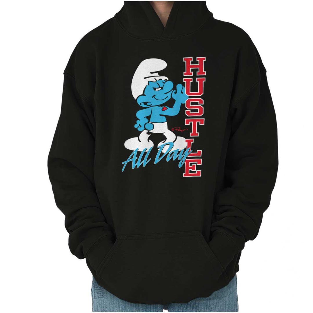 Hefty Smurf Hustle All Day Workout Youth Hooded Sweatshirt Boy or Girl ...
