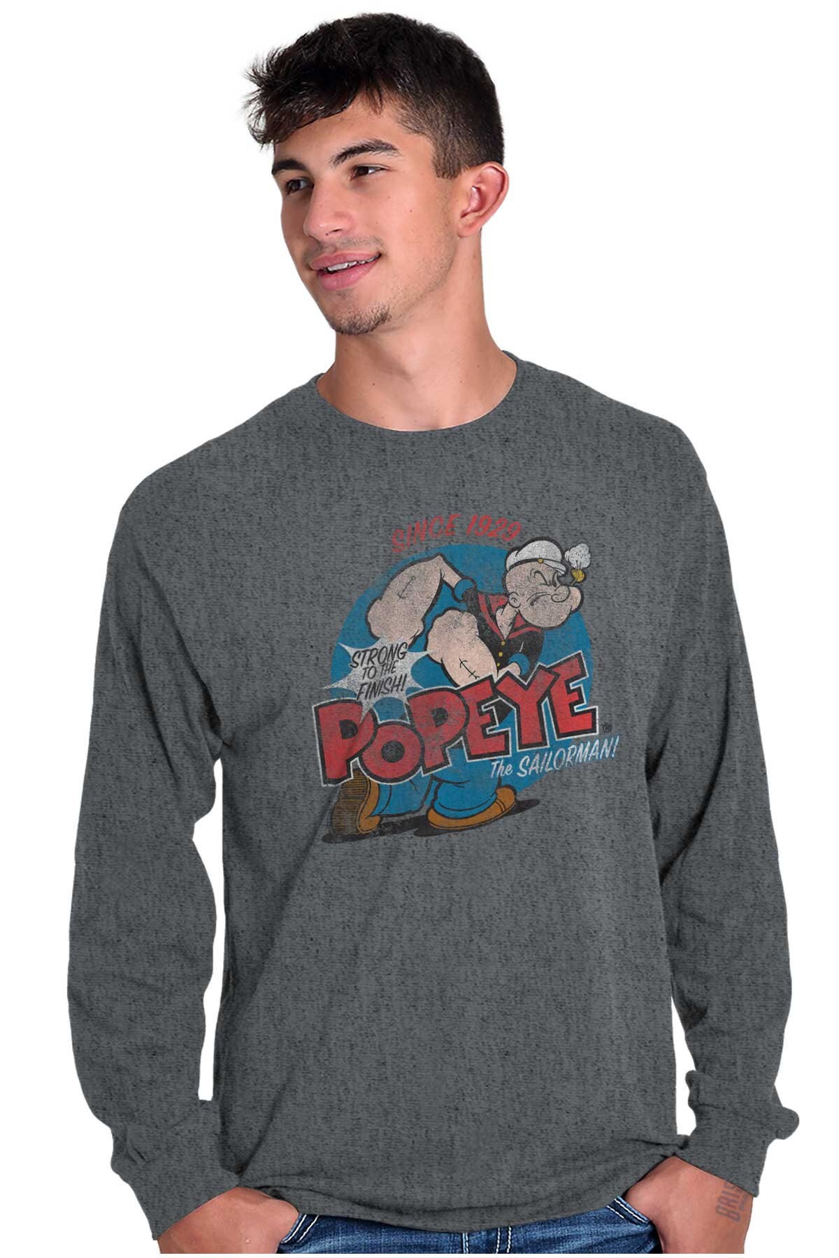 Vintage Popeye Cartoon Dad Father Cool Gift Long Sleeve T Shirts Tees ...