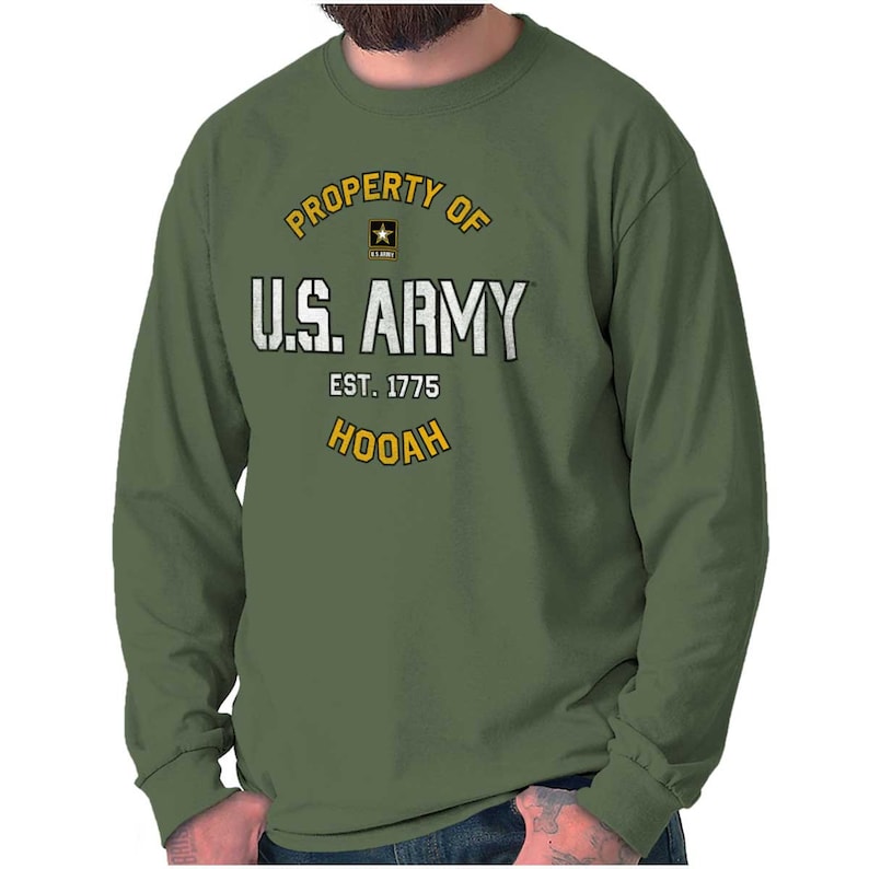 US Army Hooah Military USAF Armed Forces Long Sleeve Tshirt for Men or ...