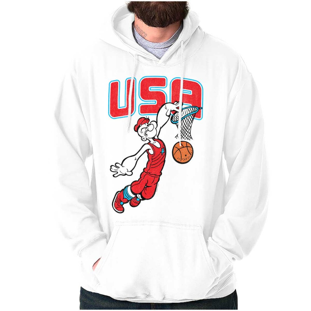Popeye the Sailor Man USA Basketball Dunk Mens Hooded Sweatshirts ...
