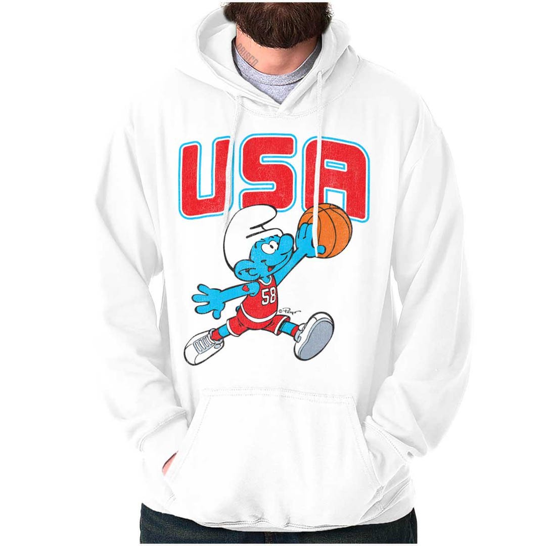 The Smurfs Basketball Player USA Cartoon Mens Hooded Sweatshirts Hoodie ...