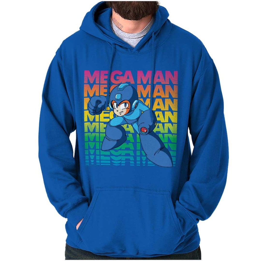Mega Man 90s Classic Anime Cartoon Character Hoodie Hooded Sweatshirt ...