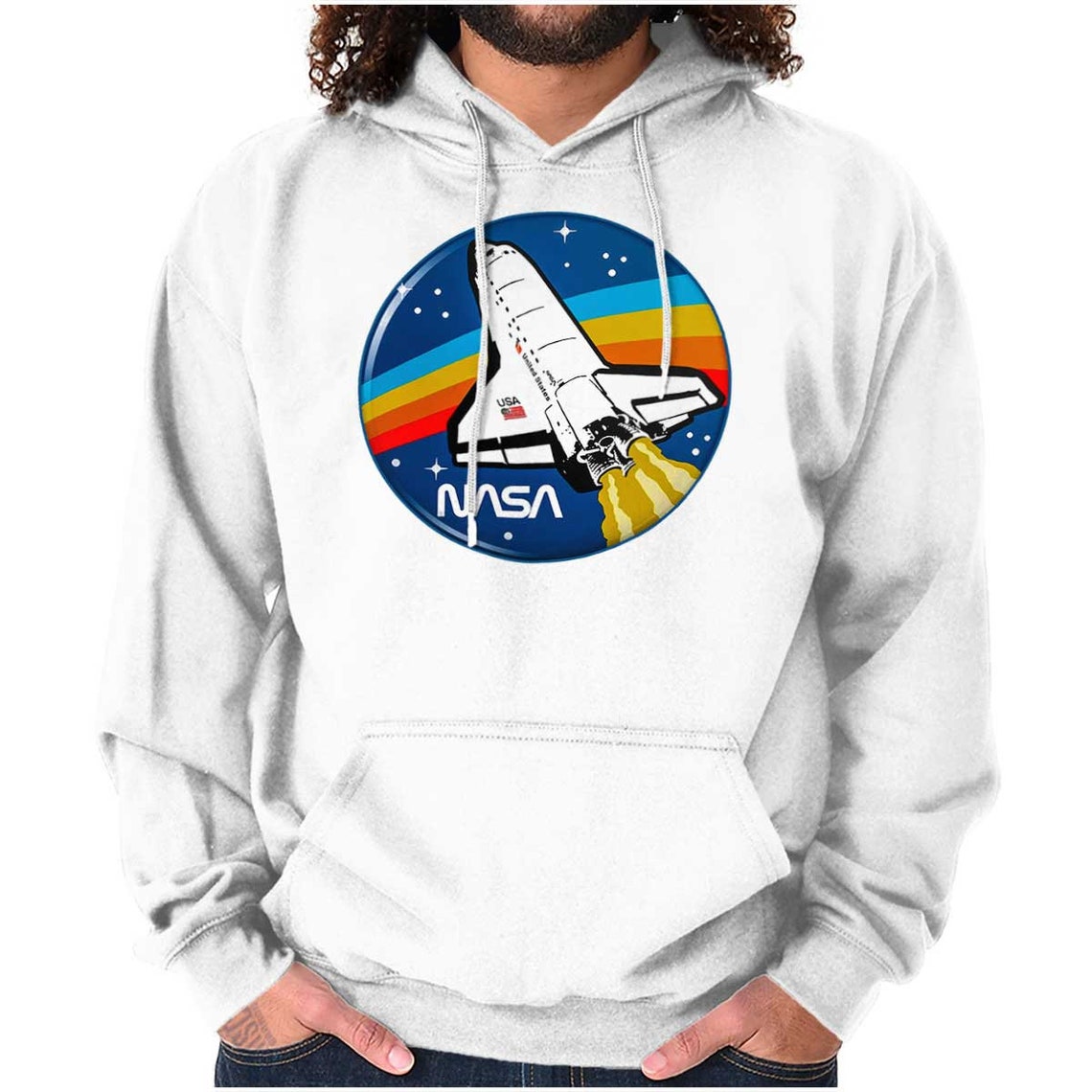 NASA Retro Logo Space Shuttle Rocket Vintage Hoodie Hooded Sweatshirt ...