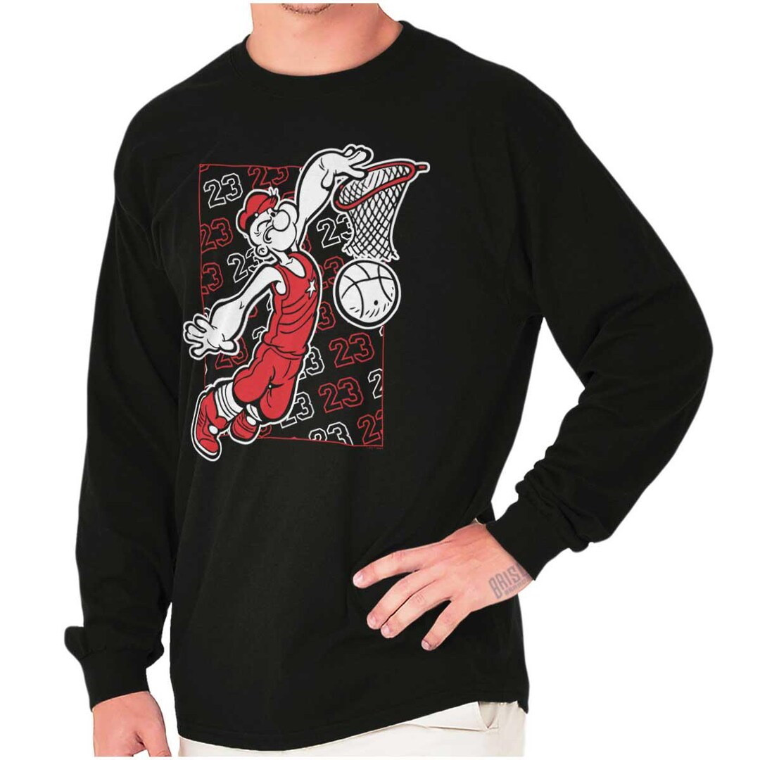 Popeye the Sailor Man Basketball Dunk Sports Long Sleeve T Shirts Tees ...
