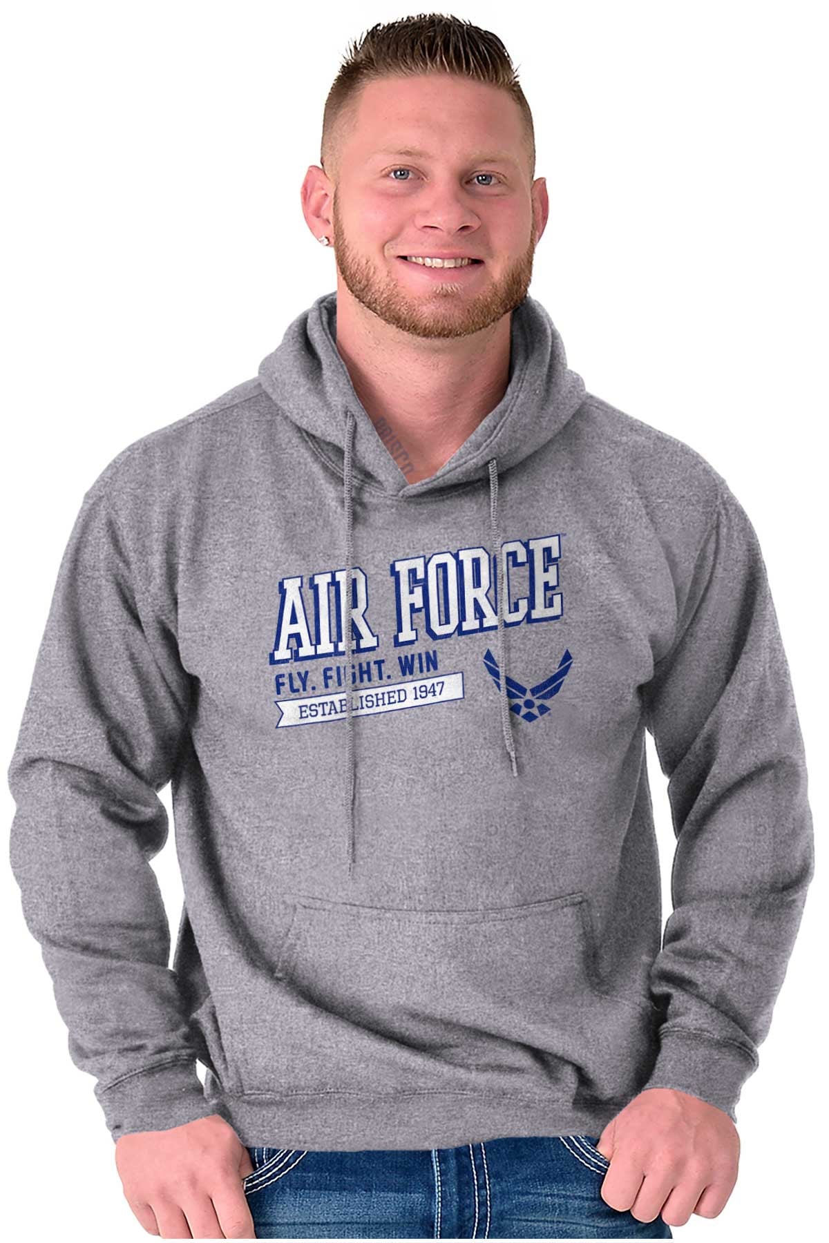 Air Force Fly Fight Win USAF Military Gift Hoodie Hooded Sweatshirt Men ...