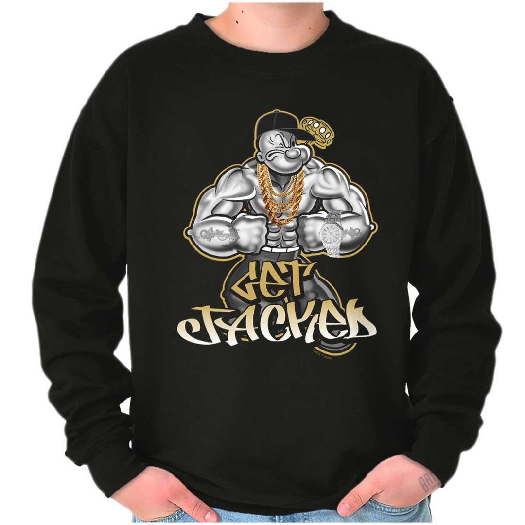 Urban Popeye the Sailor Man Get Jacked Flex Womens or Mens Crewneck ...