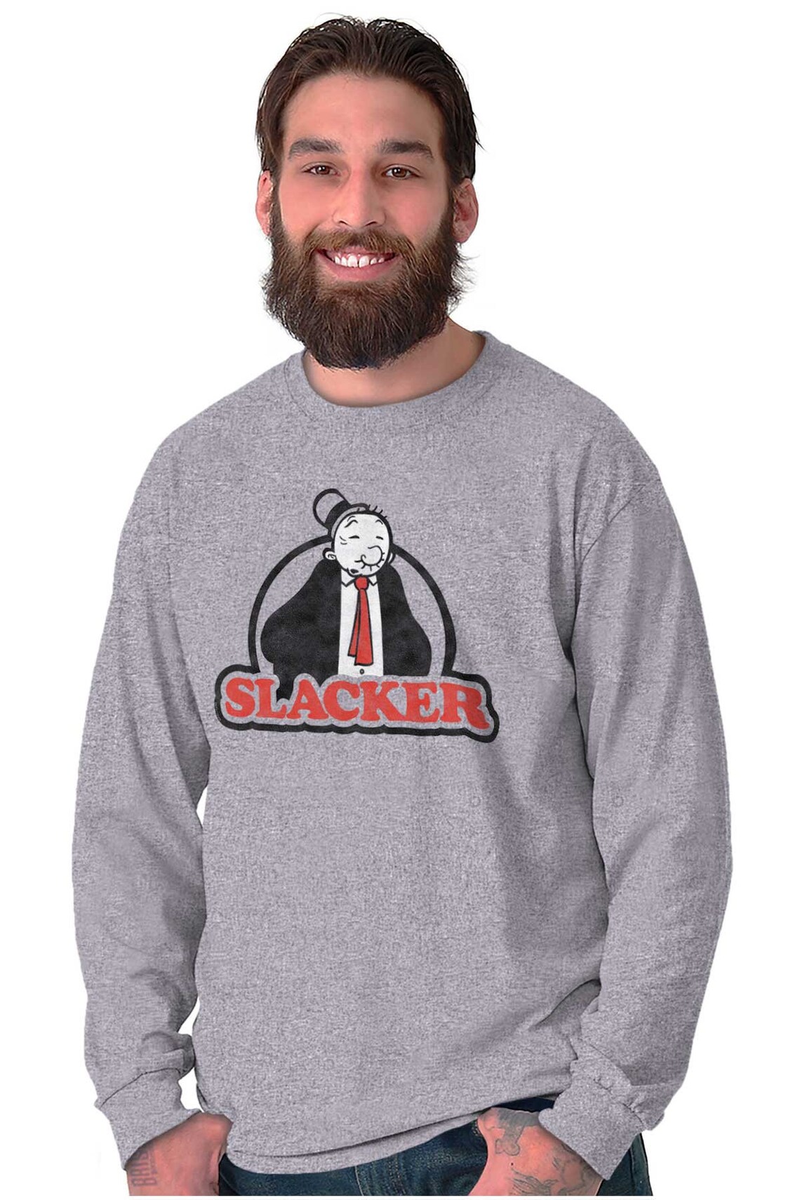 Slacker Funny Lazy Wimpy Popeye Workout Gift Long Sleeve Tshirt for Men ...