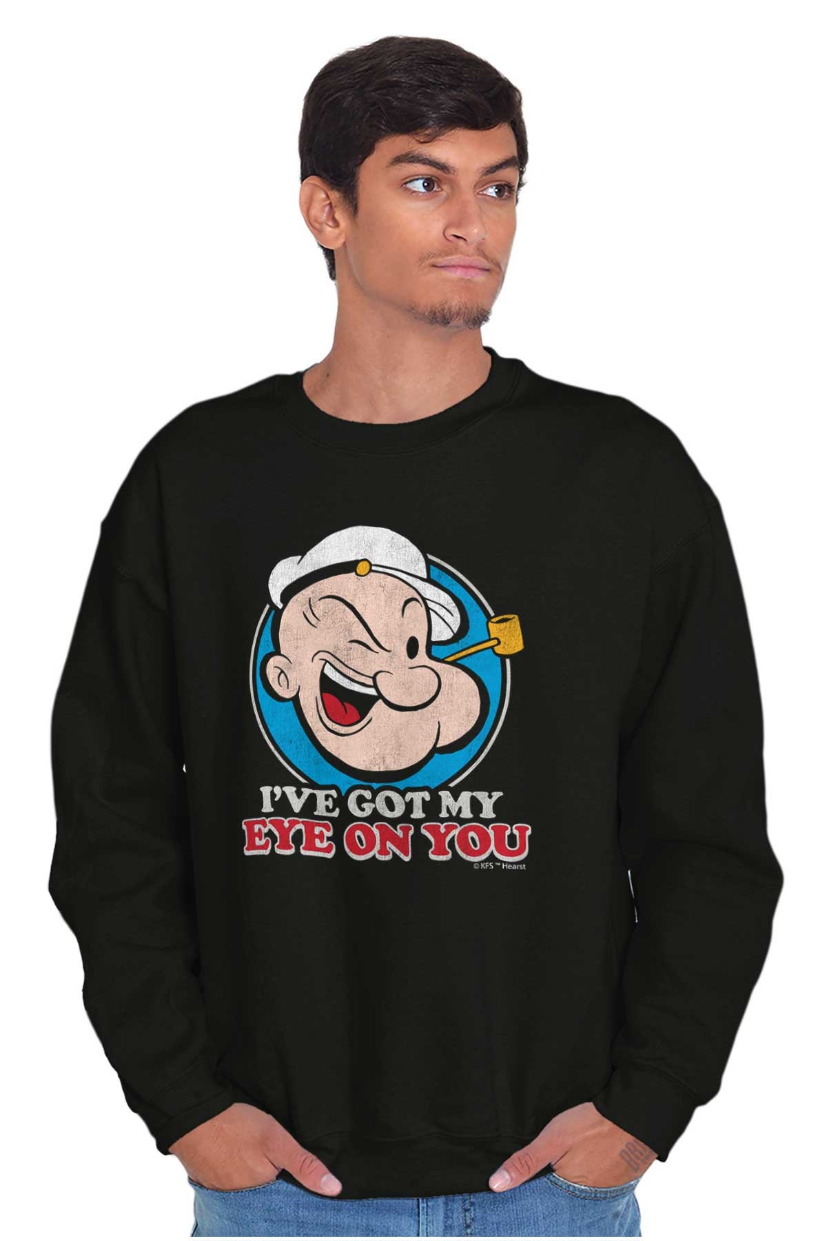 Vintage Cartoon Retro Popeye Character Funny Womens or Mens Crewneck ...