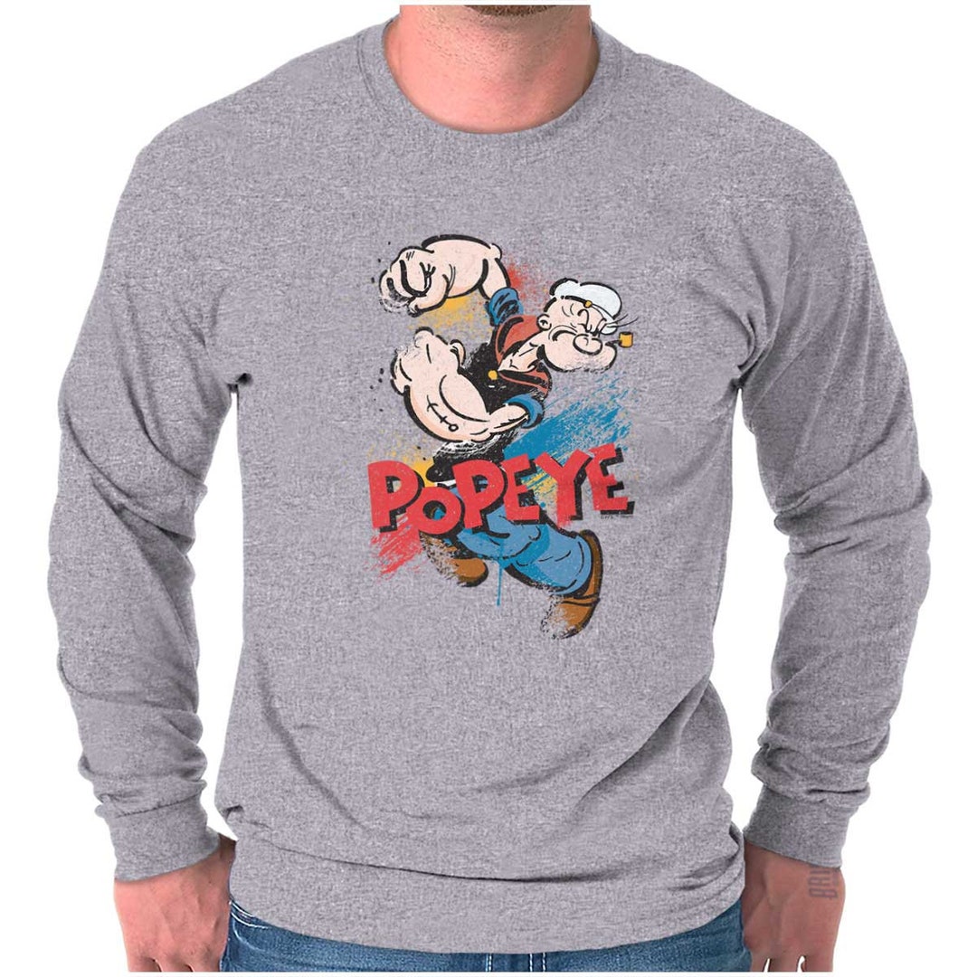 Original Cartoon Popeye Sailor Licensed Long Sleeve Tshirt for Men or ...