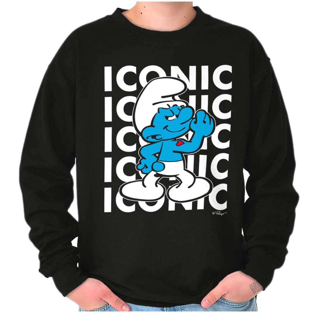 Hefty Smurf Iconic Retro Cartoon Character Womens or Mens Crewneck ...