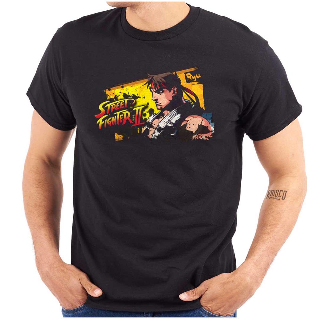 Street Fighter Ryu Paint Drip T-shirt: Video Game Crewneck Graphic Tee ...