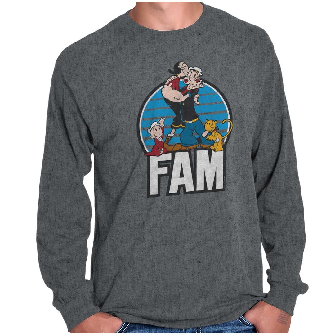 Family Vacation Proud Vintage Popeye Cartoon Long Sleeve Tshirt for Men ...