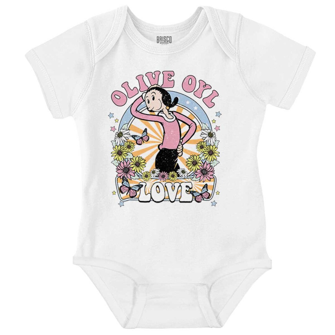 Olive Oyl Popeye's Girlfriend Flower Love Baby Girls Infant Romper ...