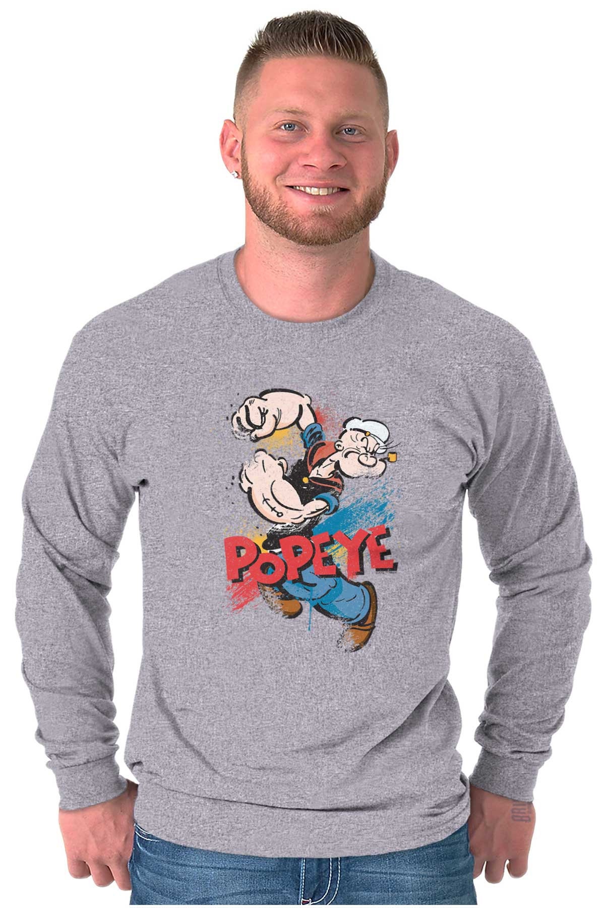 Original Cartoon Popeye Sailor Licensed Long Sleeve Tshirt for Men or ...