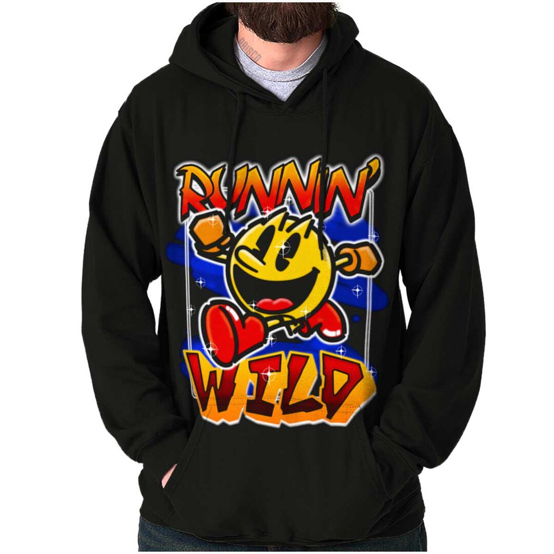 Retro PACMAN Game Airbrushed Runnin Wild Hoodie Hooded Sweatshirt Men ...
