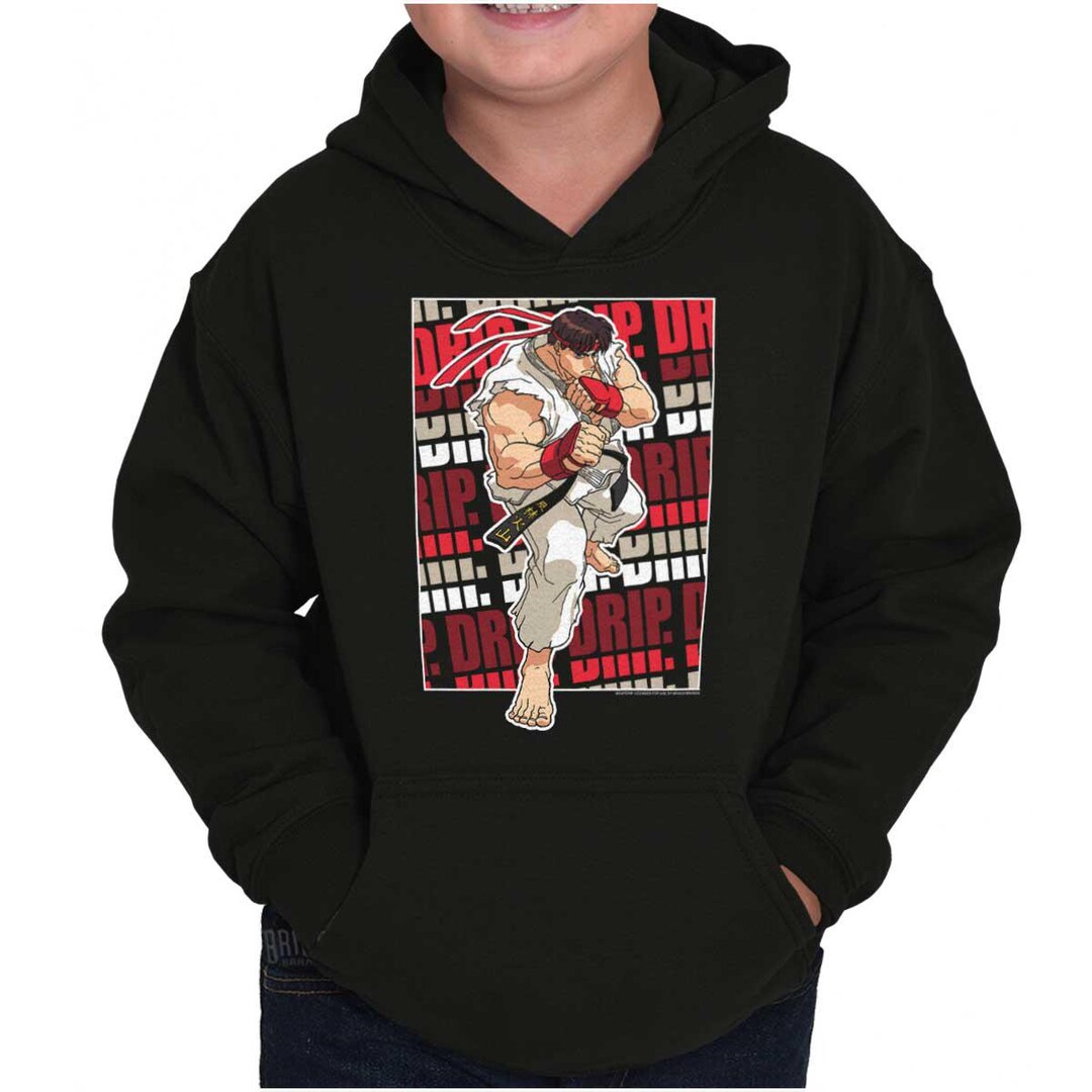 Retro Street Fighter Video Game Ryu Drip Youth Hooded Sweatshirt Boy or ...