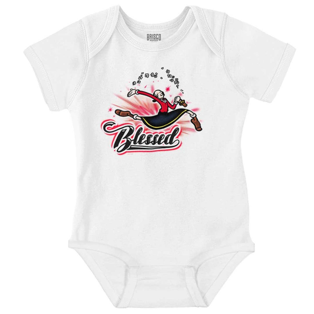 Airbrushed Retro Olive Oyl Cartoon Blessed Baby Girls Infant Romper ...