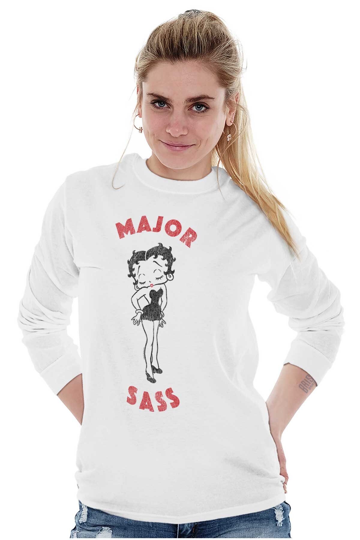 Vintage Major Sass Betty Boop Cartoon Gift Long Sleeve T Shirt Tees for ...