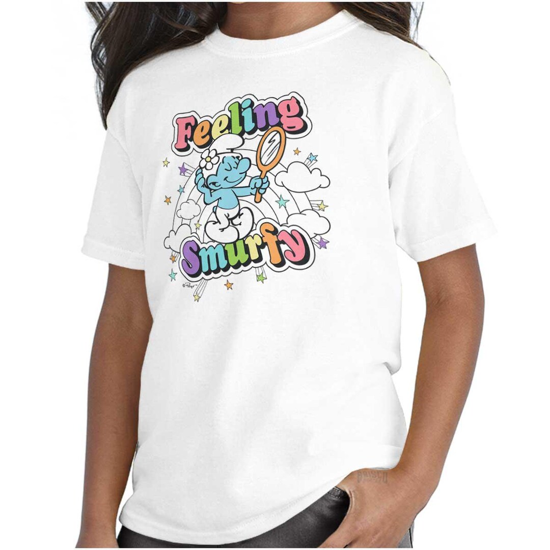 Vanity Smurf Cartoon Feeling Smurfy Rainbow Girls Youth Crewneck T ...