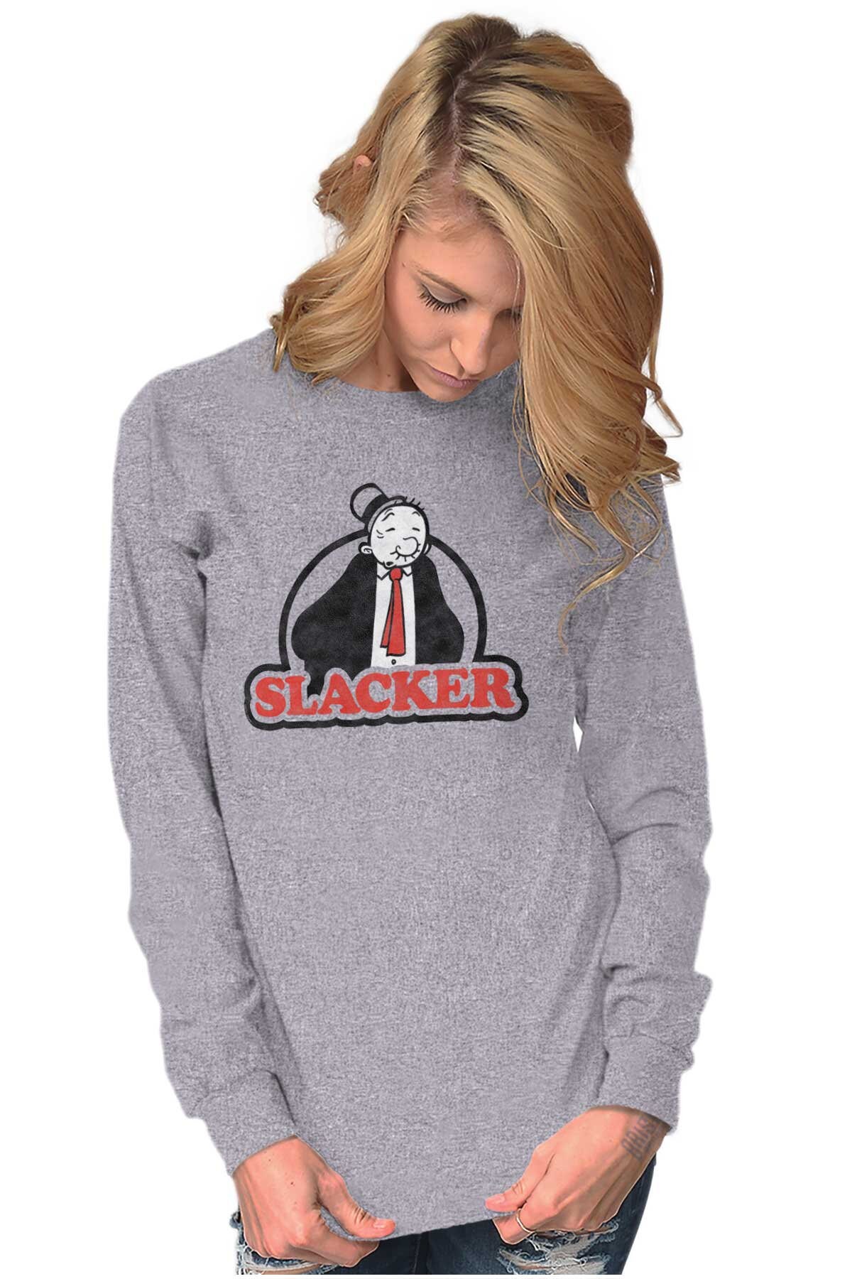 Slacker Funny Lazy Wimpy Popeye Workout Gift Long Sleeve Tshirt for Men ...