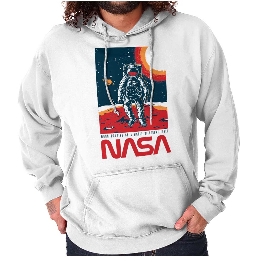 NASA Astronaut Spaceman Man on the Moon Gift Hoodie Hooded Sweatshirt ...