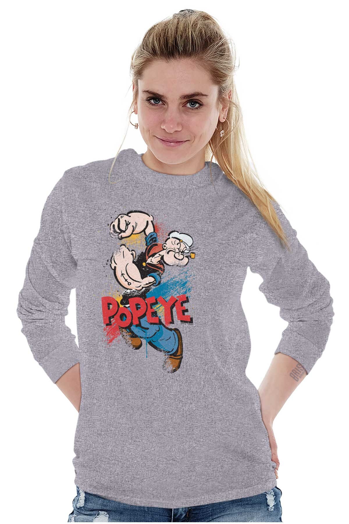 Original Cartoon Popeye Sailor Licensed Long Sleeve Tshirt for Men or ...