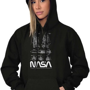 NASA Space Shuttle Rocket Science Astronaut Hoodie Hooded Sweatshirt ...