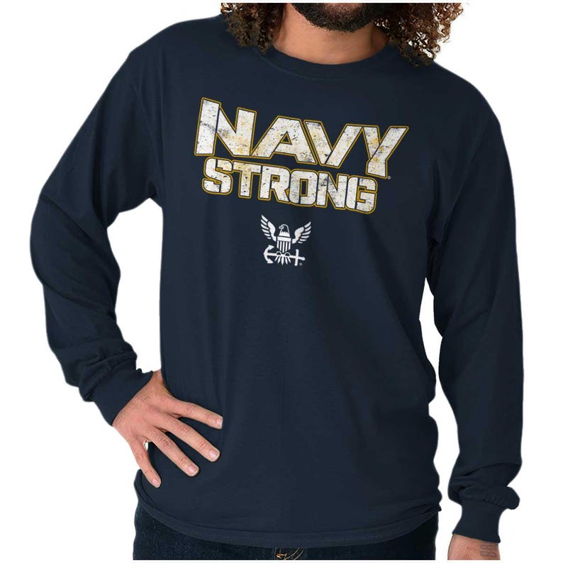 US Navy Strong Military Anchor Seal Logo Long Sleeve Tshirt for Men or ...