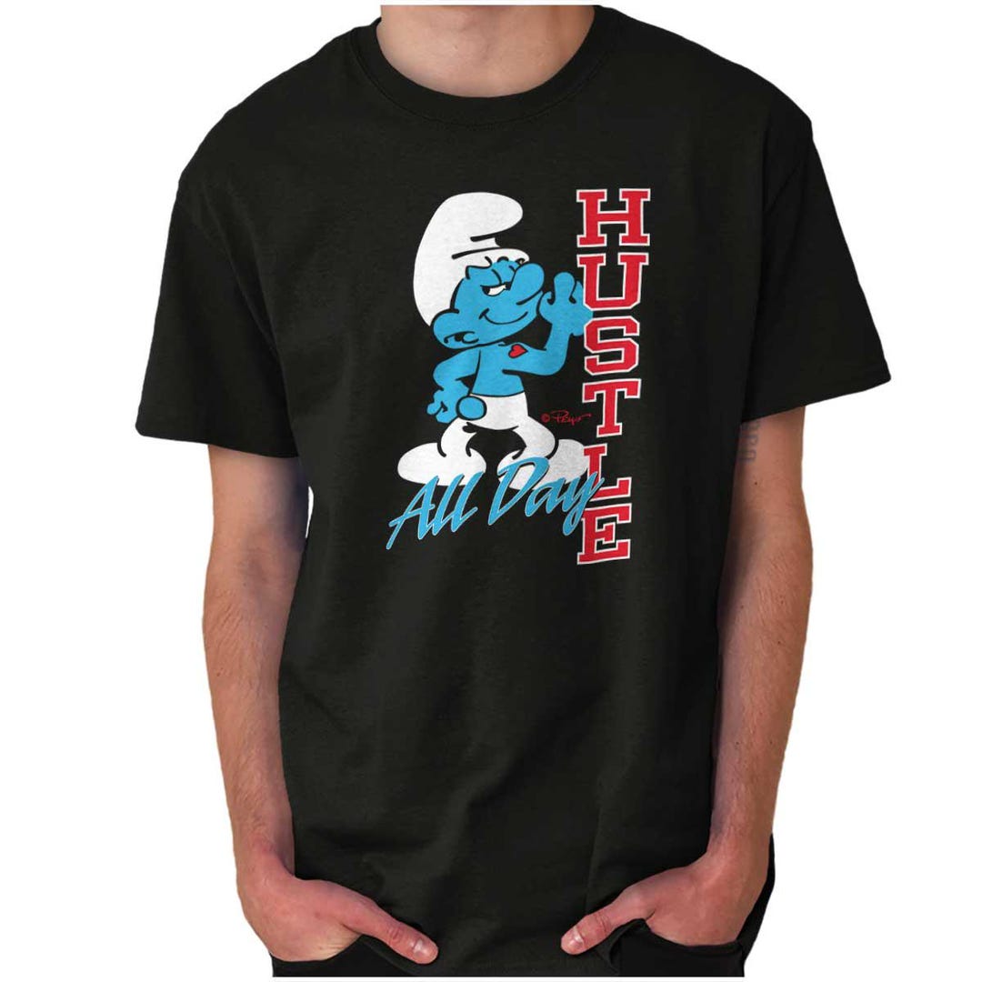 Hefty Smurf Hustle All Day Workout Womens or Mens Crewneck T Shirt Tee ...