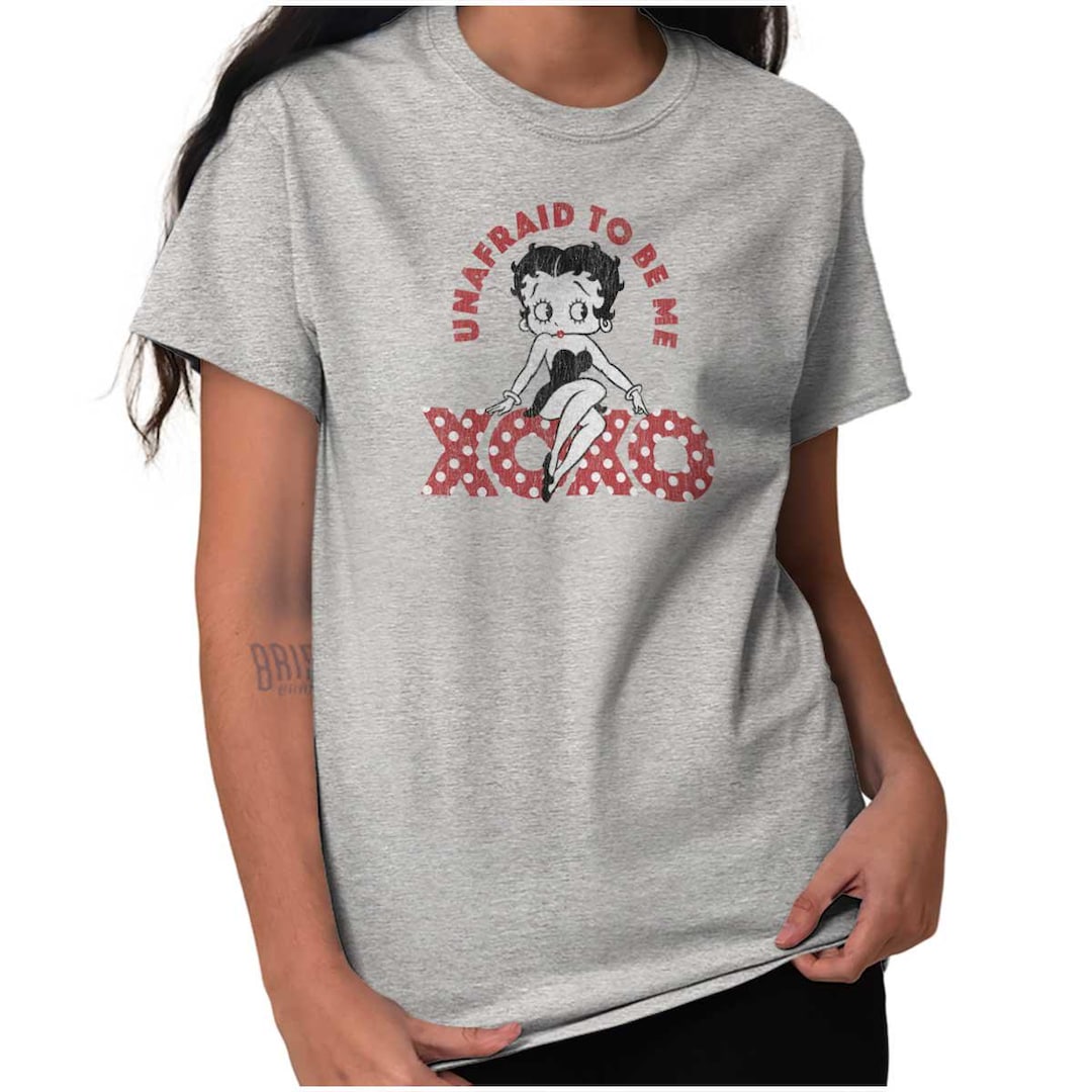 Betty Boop Cartoon Unafraid to Be Me XOXO Womens Graphic Crewneck T ...