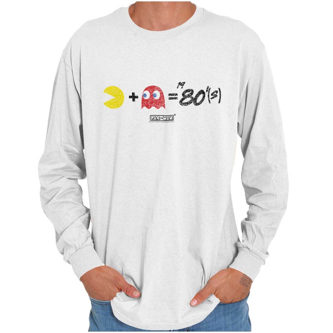 PACMAN and Blinky 80s Math Equation Retro Long Sleeve Tshirt for Men or ...