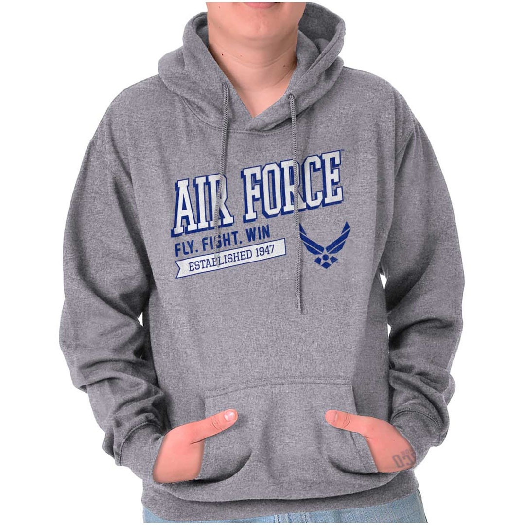 Air Force Fly Fight Win USAF Military Gift Hoodie Hooded Sweatshirt Men ...