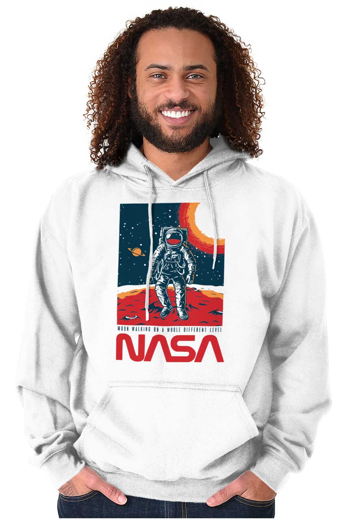 NASA Astronaut Spaceman Man on the Moon Gift Hoodie Hooded Sweatshirt ...