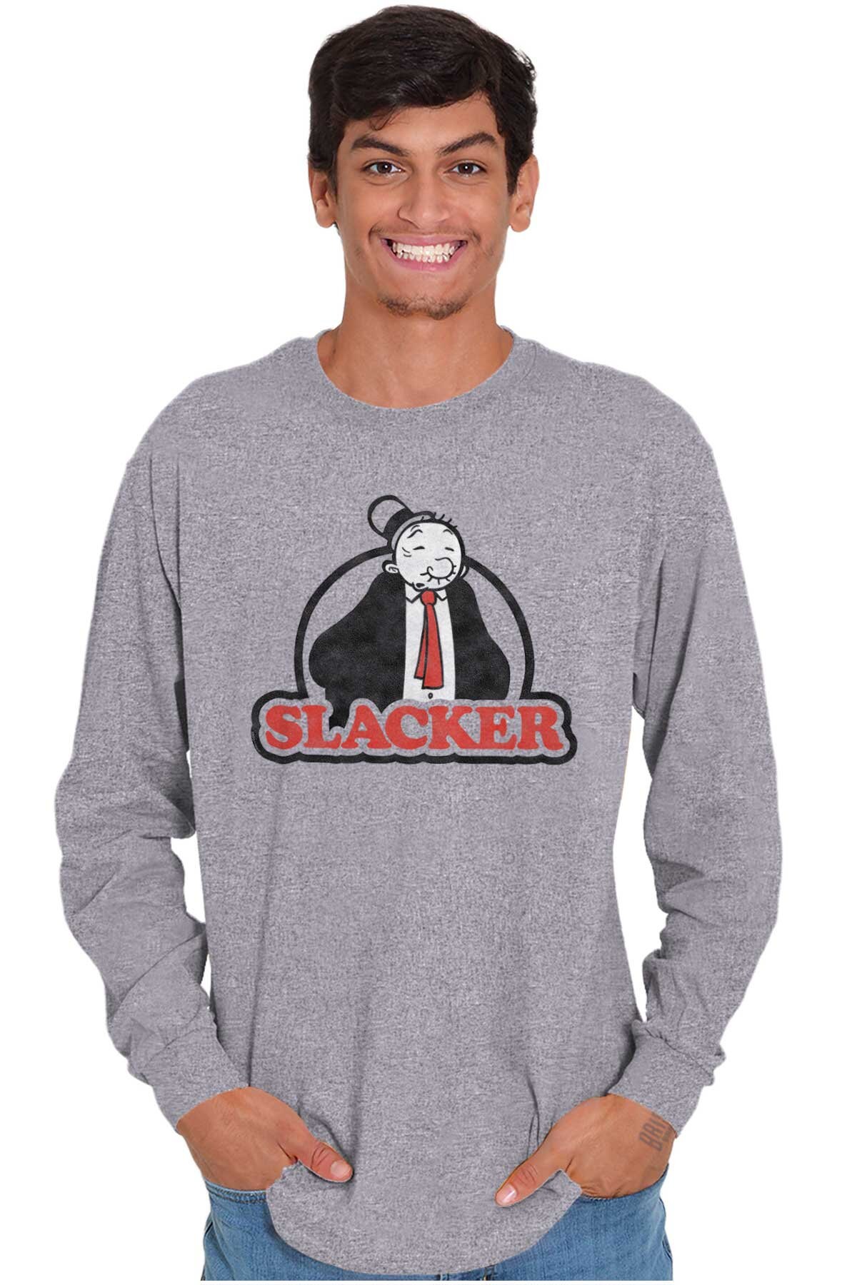 Slacker Funny Lazy Wimpy Popeye Workout Gift Long Sleeve Tshirt for Men ...