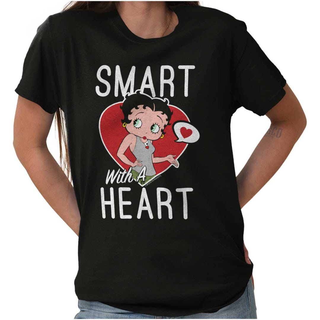 Betty Boop Smart With A Heart Retro Cartoon Womens Graphic Crewneck T ...