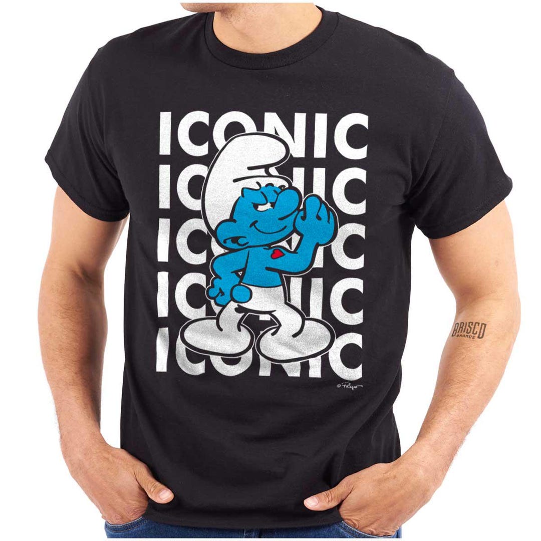 Hefty Smurf Iconic Retro Cartoon Character Womens or Mens Crewneck T ...