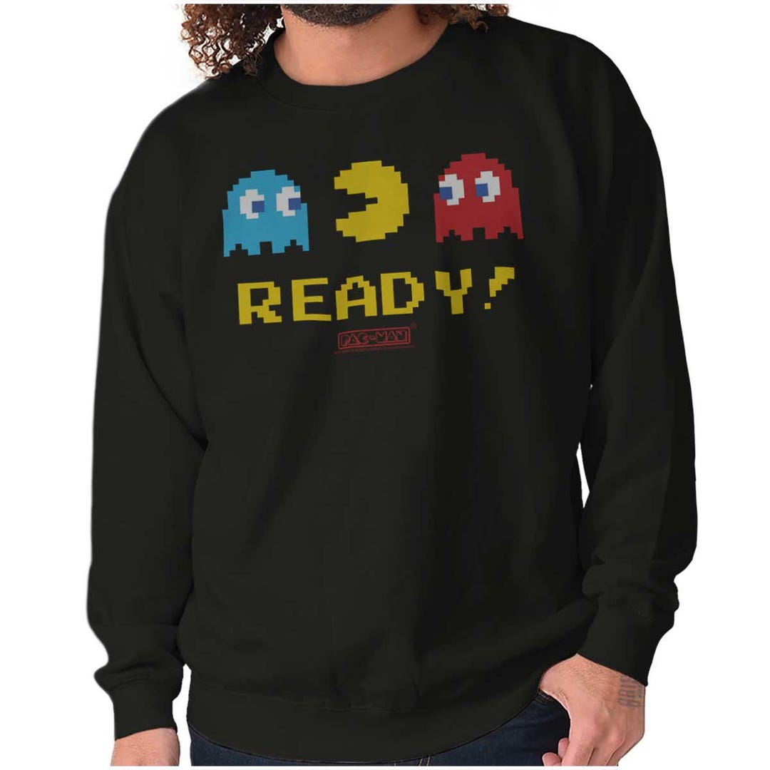 PACMAN 1980s Vintage Video Game Retro Ghosts Womens or Mens Crewneck ...