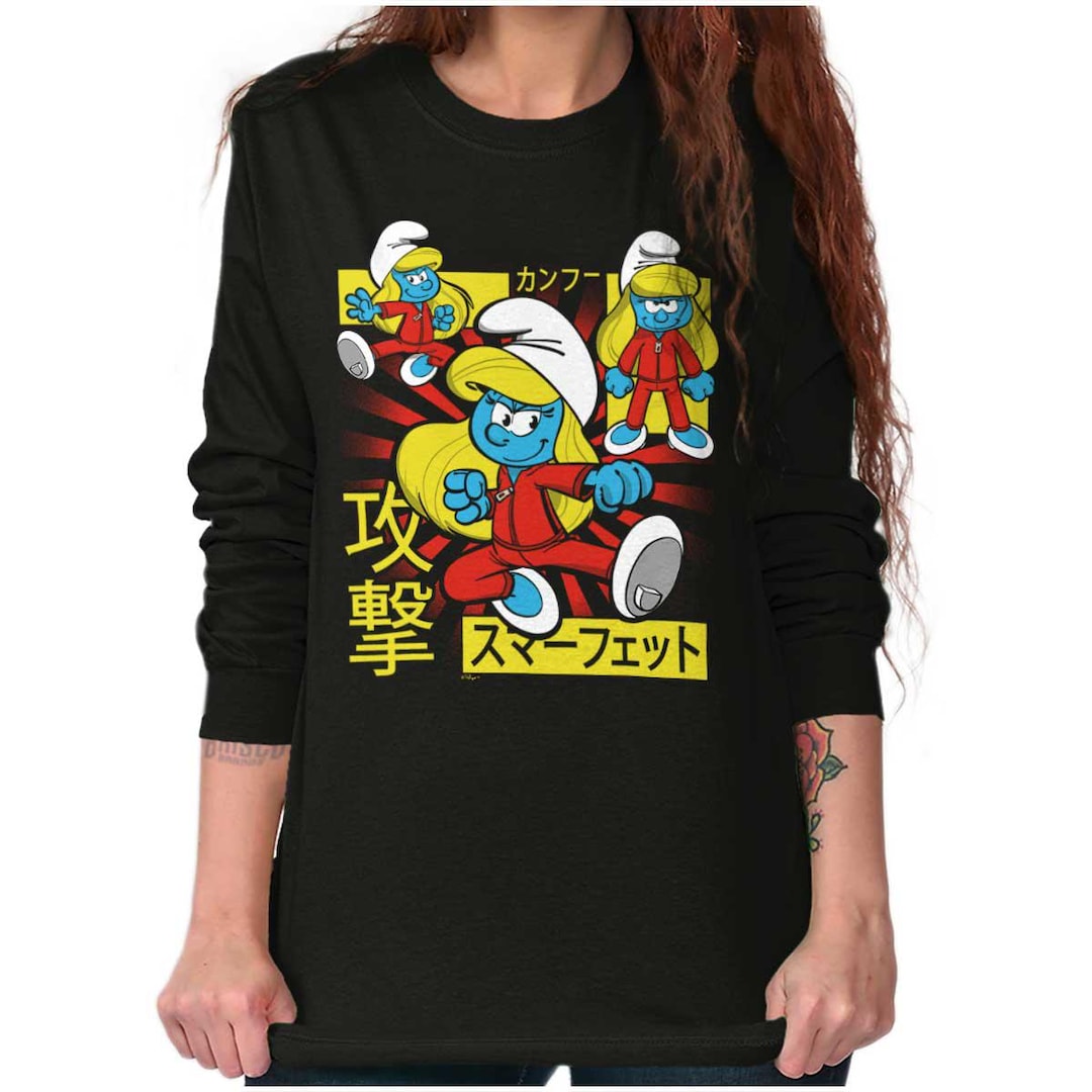 Smurfs Kung Fu Smurfette Otaku Girl Power Long Sleeve T Shirt Tees for ...
