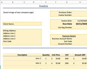 Basic Simple Invoice - Etsy