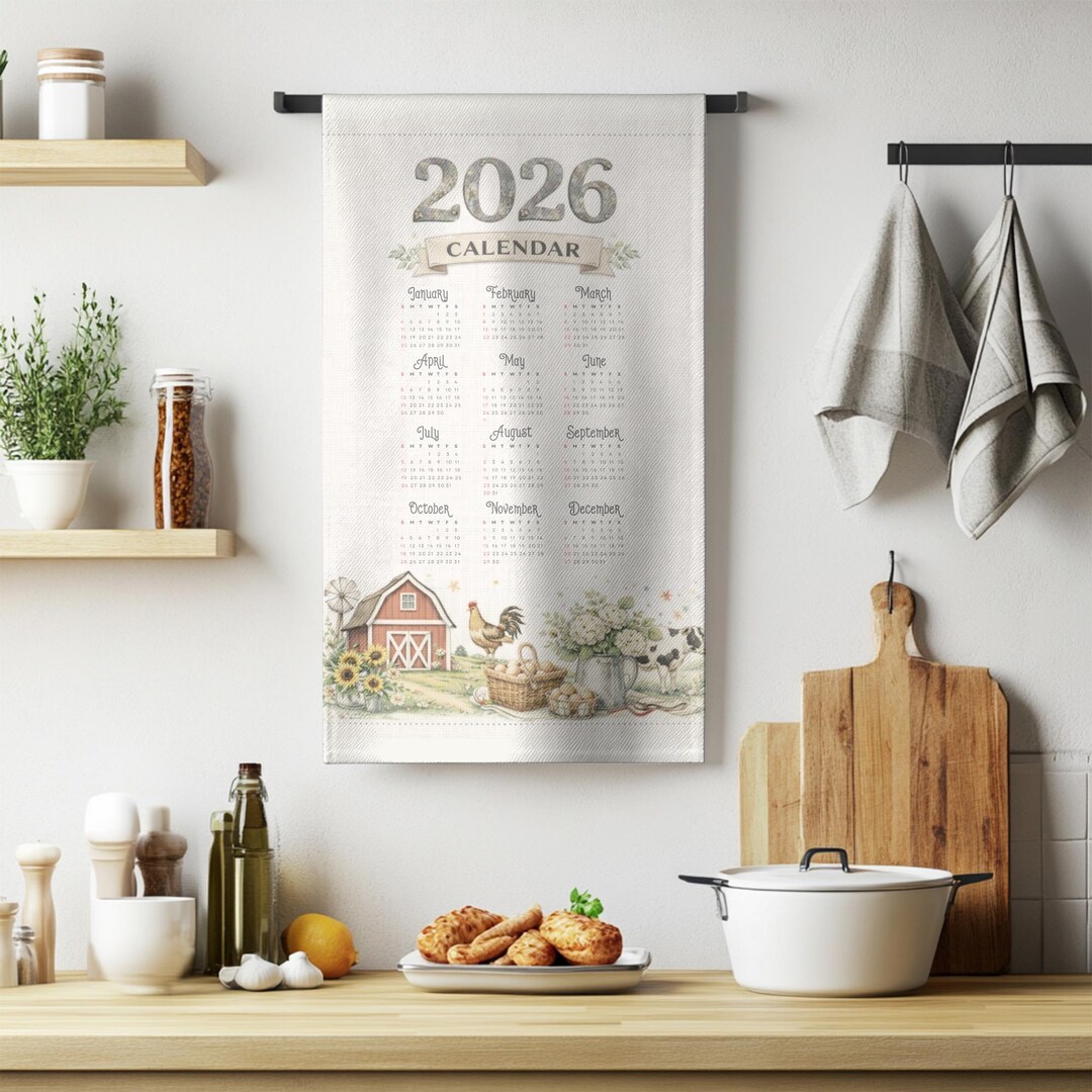 Calendar Farmhouse Tea Towel Kitchen Decor - Etsy