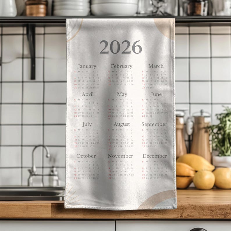 Calendar Scandinavian Inspired Tea Towel Minimal Kitchen Decor - Etsy