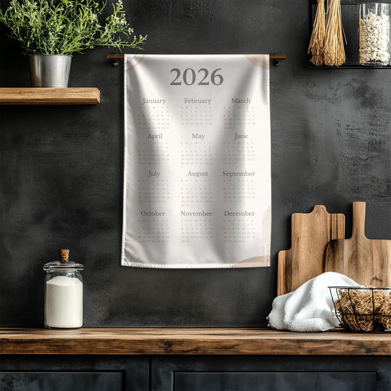 Calendar Scandinavian Inspired Tea Towel Minimal Kitchen Decor - Etsy
