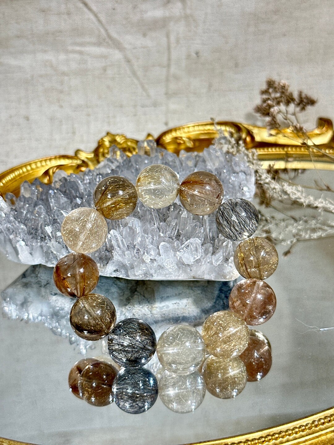 17mm Natural Multi Color Rutilated Quartz Bracelet - Etsy