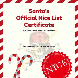 Personalized Printable Nice List Certificate - Etsy