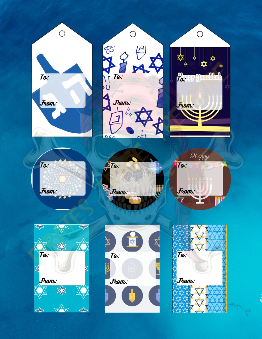 Printable Hanukkah Gift Tags, Menorah Hanukkah Tags, Gift Tags, Happy ...