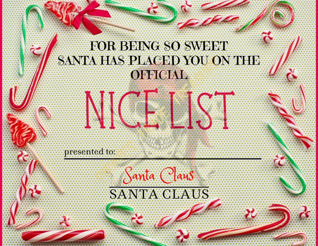 Personalized Printable Nice List Certificate - Etsy